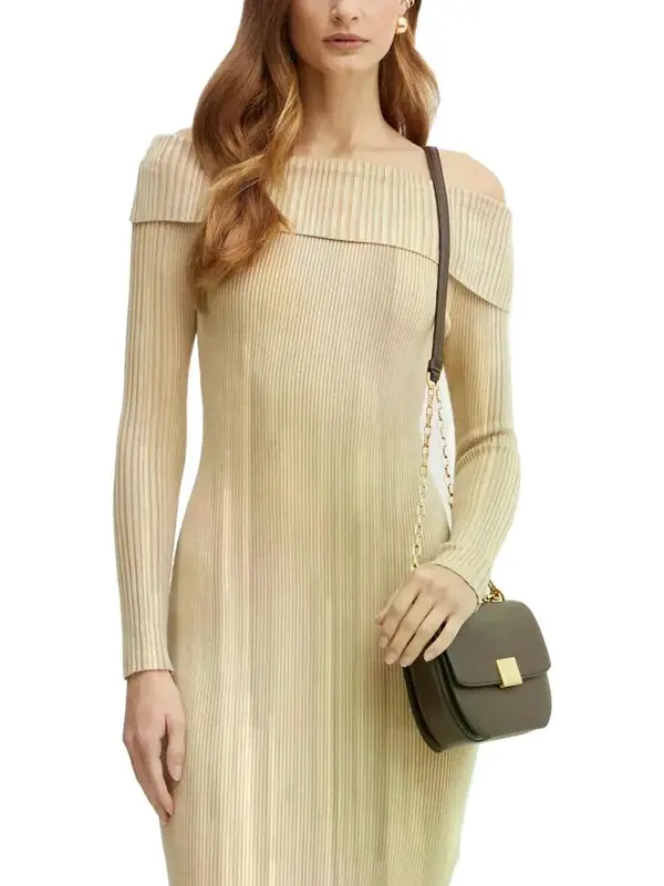 Guess Ribbed Off-shoulder Mini Dress - Neutrals