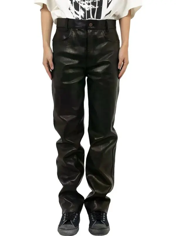 Mihara Yasuhiro Leather Trousers With Zip Pockets - Black