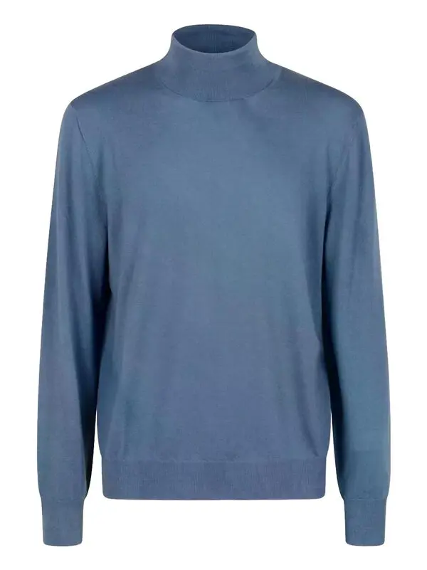 Canali Roll-neck Knitted Sweater - Blue