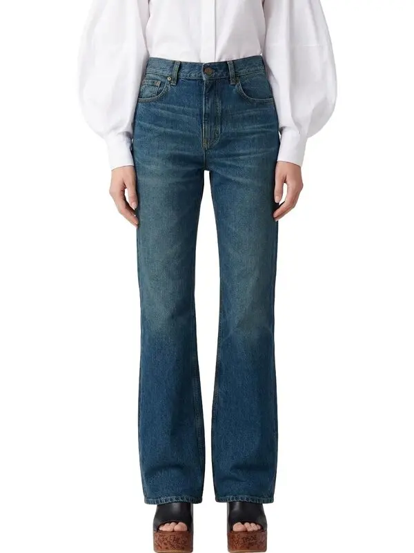 Chloé Flared Cotton Denim Trousers - Indigo