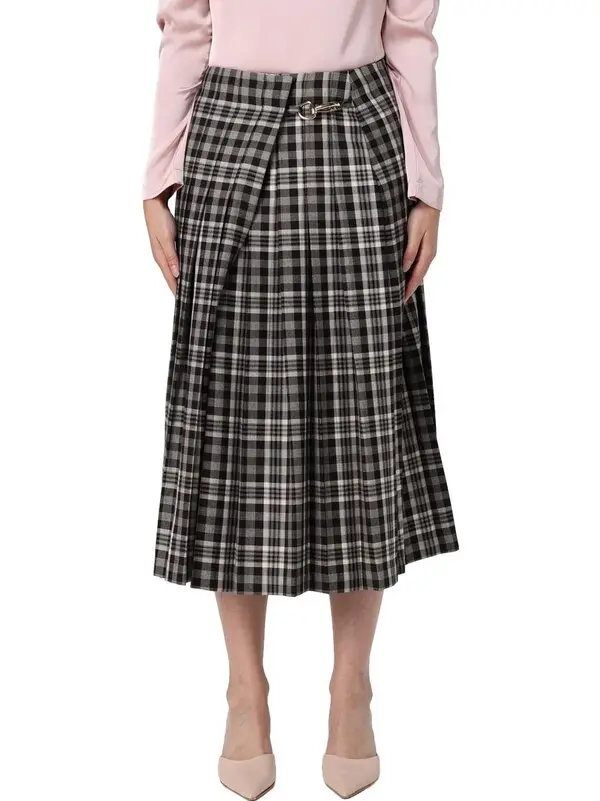 HANITA Plaid Pleated Midi Skirt - Dark