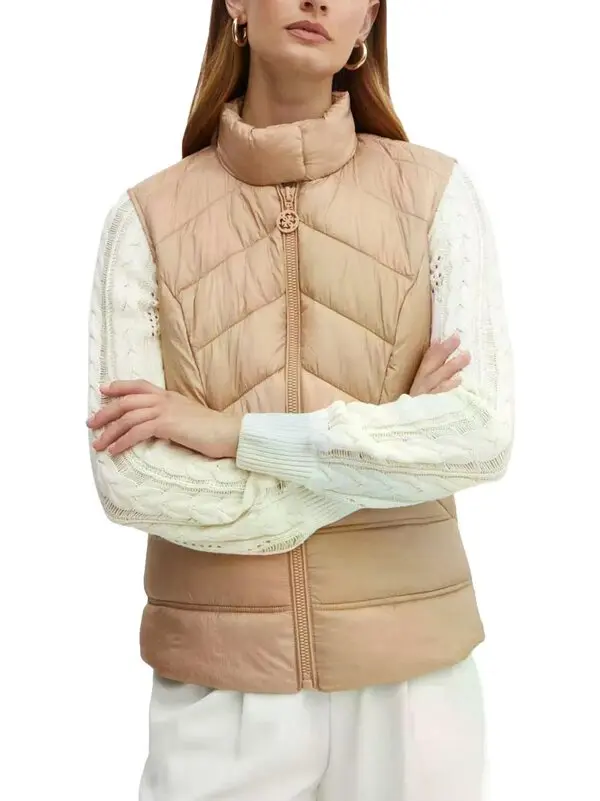 Guess Quilted Zip-up Gilet - Neutrals