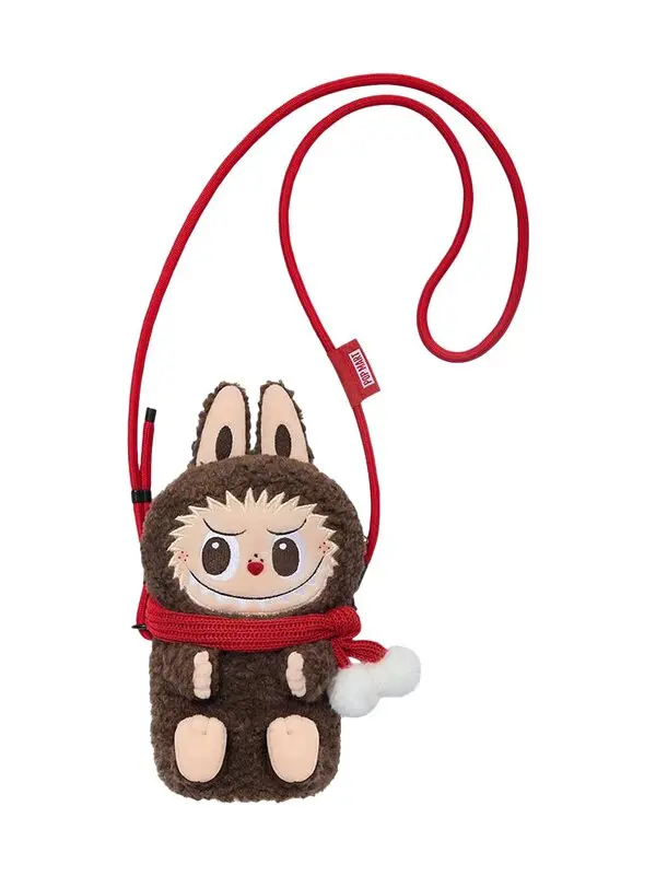 POP MART Labubu Plush Doll Shoulder Bag - Brown