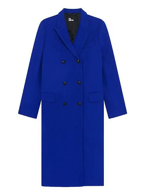 The Kooples Notched-lapel Double-breasted Wool-blend Coat - Royal Blue