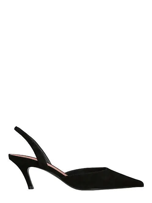 Amina Muaddi Sofia 60 Suede Slingback Heels - Black