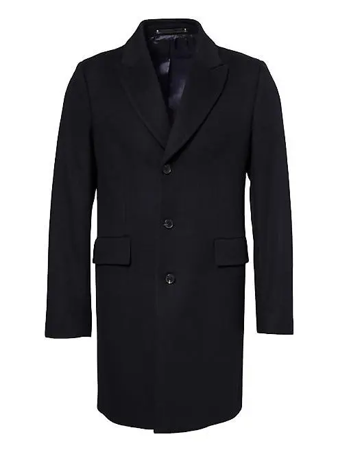 Paul Smith Regular-fit Peak-lapels Wool And Cashmere Coat - Black