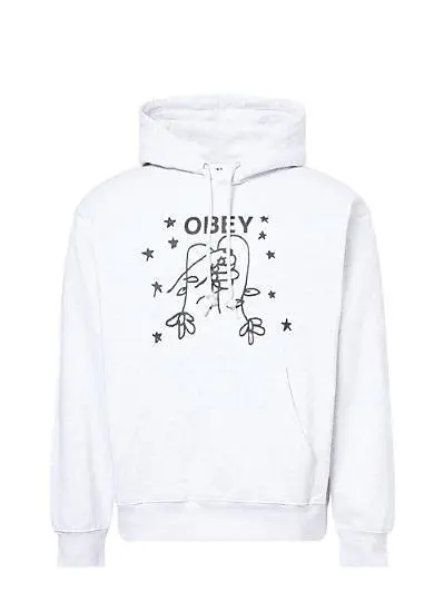 Obey Printed Cotton-blend Hoodie - Heather Grey