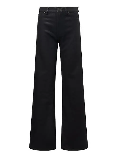 7 For All Mankind Lotta Wide-leg Stretch-denim Jeans - Coated Black