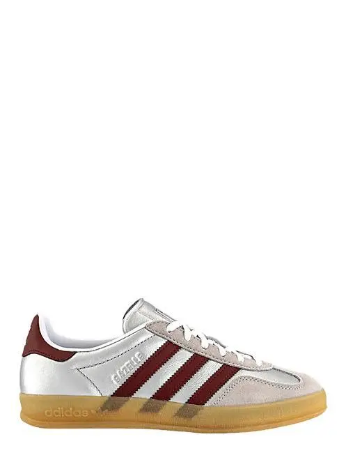 Adidas Gazelle Indoor Leather And Suede Trainers - Silver Metallic Shadow R