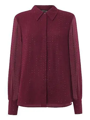 Whistles Diamante-embellished Woven Blouse - Plum/claret