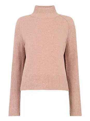 Whistles Knitted Wool Funnel-neck Jumper - Pink