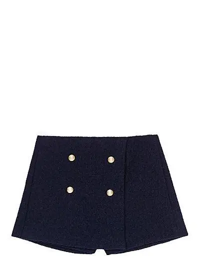 Maje Tweed Stretch-woven Shorts - Navy