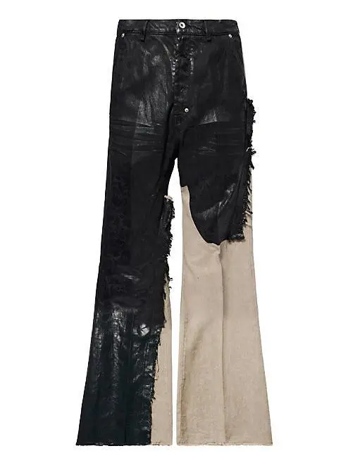 Rick Owens Joris Flared Denim Trousers - Black/natural