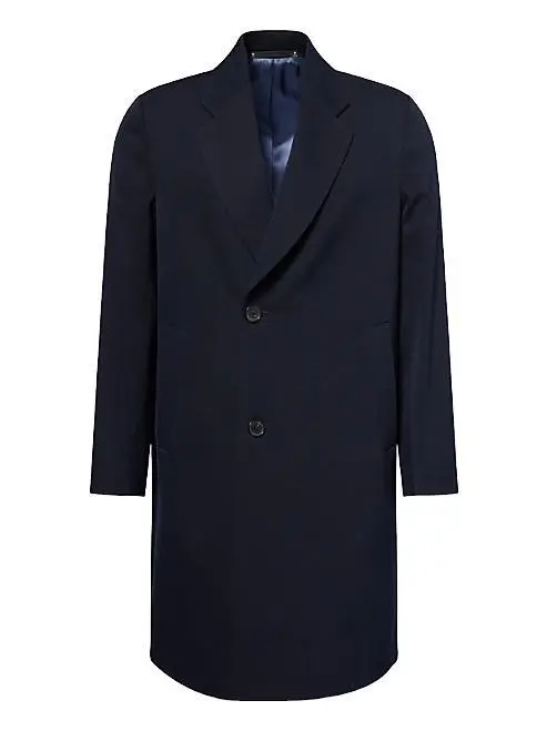 Paul Smith Notch-lapels Regular-fit Wool And Cotton Coat - Navy