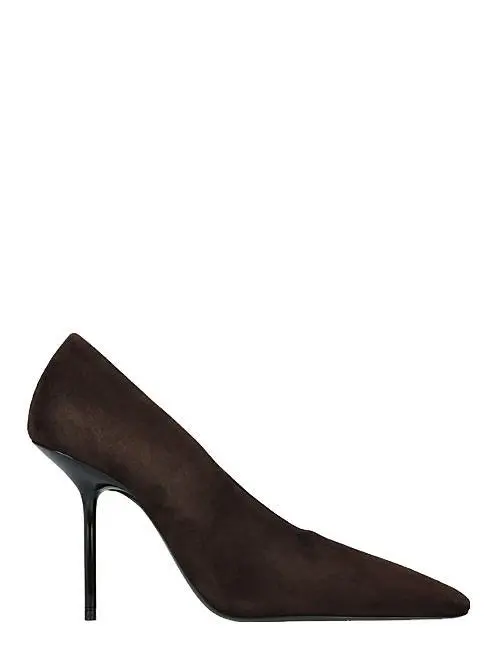 Victoria Beckham Square-toe Suede Pumps - Brown