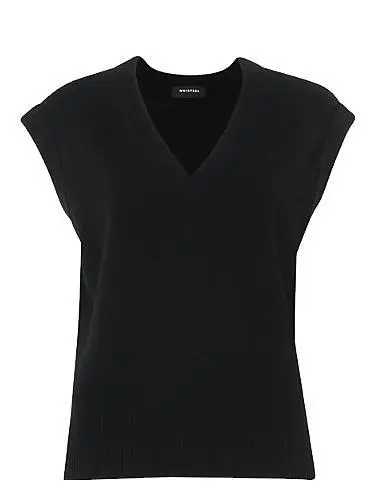 Whistles V-neck Knitted Wool Tank Top - Black