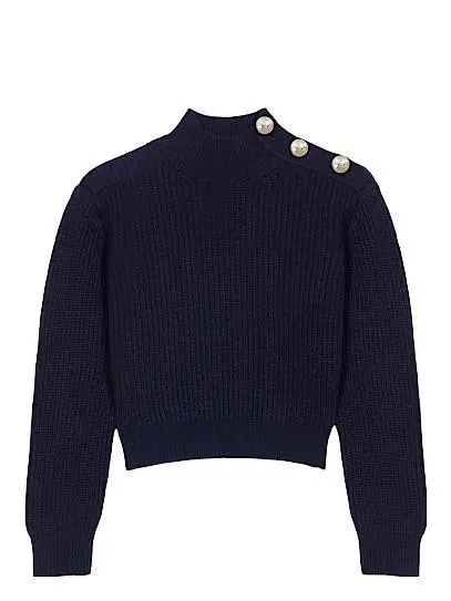 Maje Regular-fit Wool Jumper - Navy