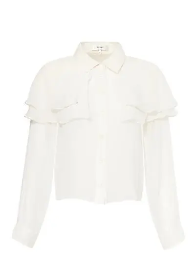 FRAME Silk Cape Blouse - Cream