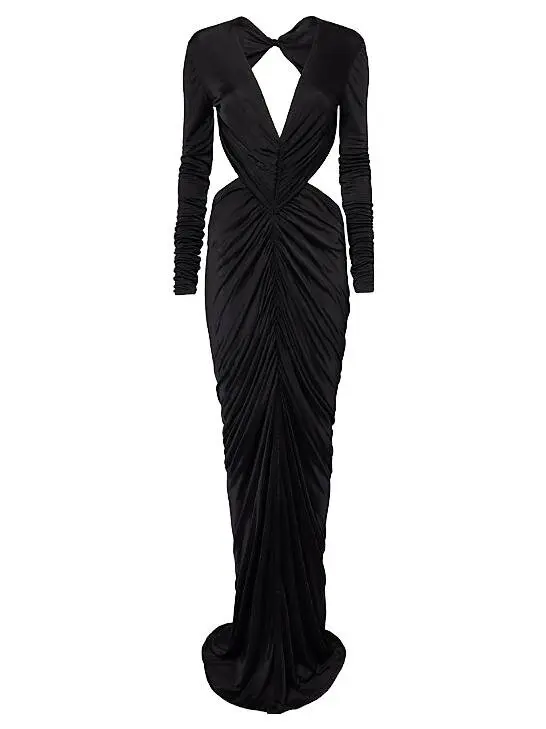 Rick Owens Poppy Long-sleeve Jersey Gown - Black
