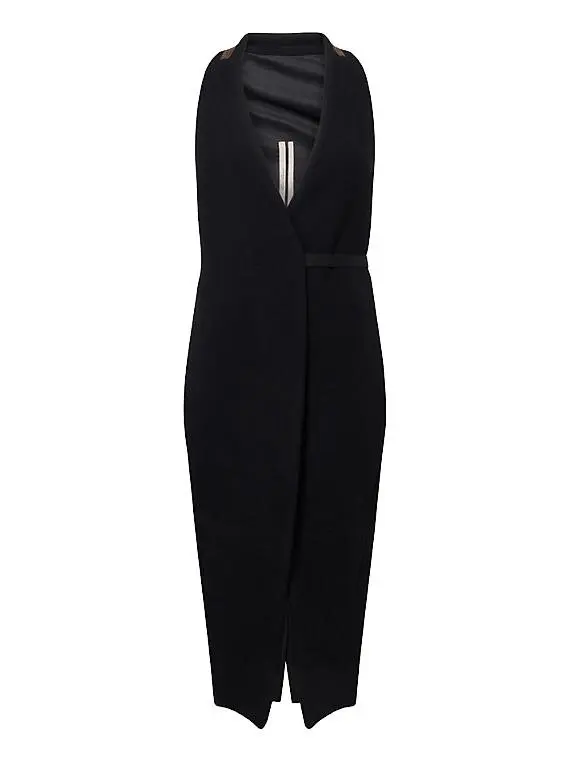 Rick Owens Sleeveless Long Wool Coat - Black