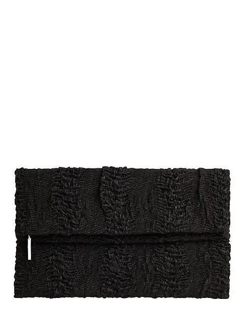 Whistles Joy Ruched Satin Clutch Bag - Black