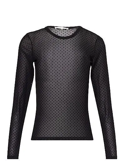 FRAME Mesh Polka Dot Top - Black