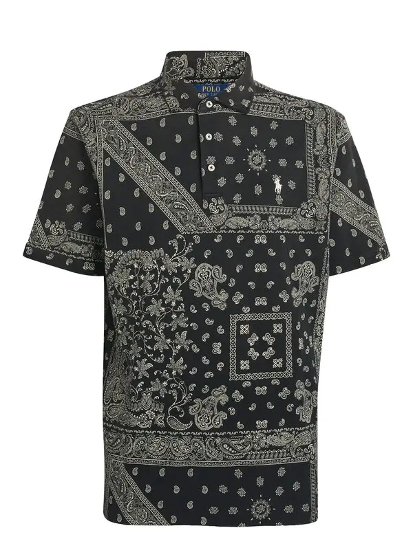 Polo Ralph Lauren Cotton Mesh Bandana Print Polo Shirt - Black