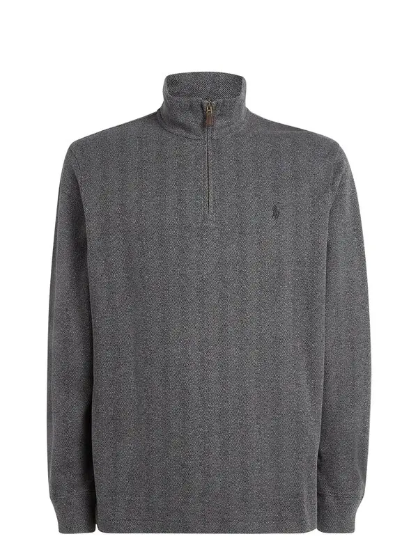 Polo Ralph Lauren Cotton Herringbone Quarter-zip Sweatshirt - Grey