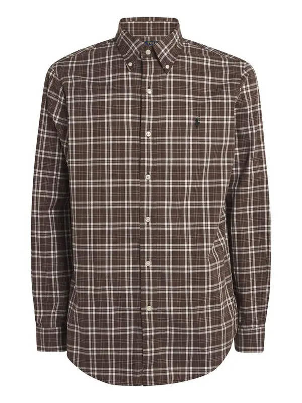 Polo Ralph Lauren Cotton Flannel Check Custom Fit Shirt - Beige