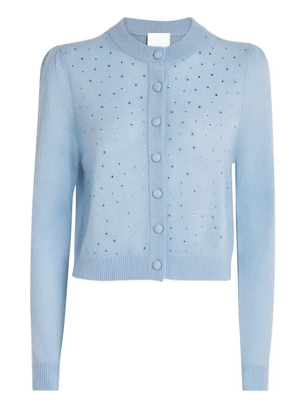 ALLUDE Wool-cashmere Crystal-embellished Cardigan - Blue