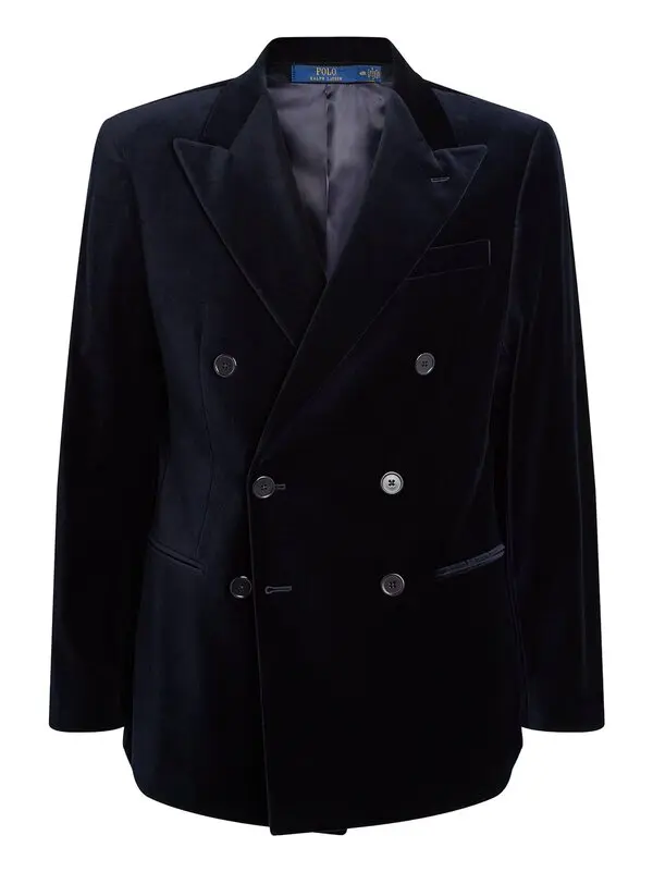 Polo Ralph Lauren Velvet Double Breasted Blazer - Navy