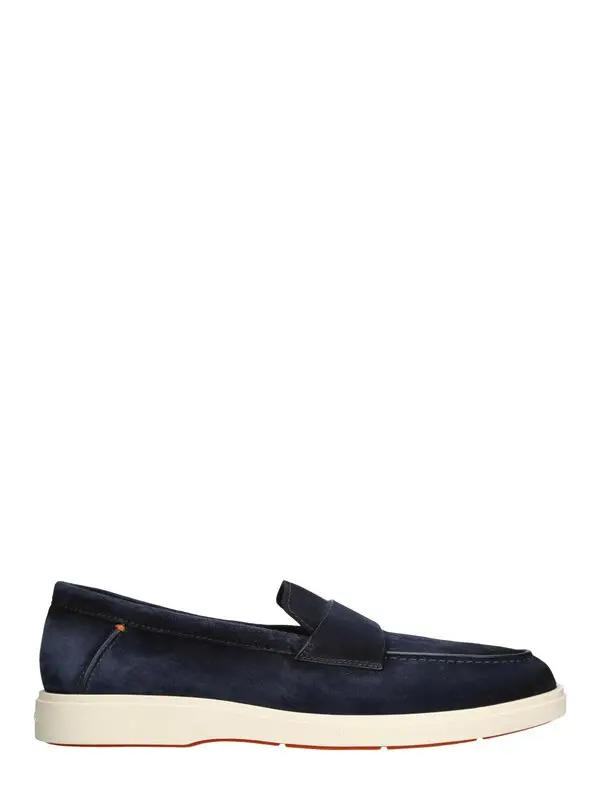 Santoni Suede Revolve Loafers - Navy