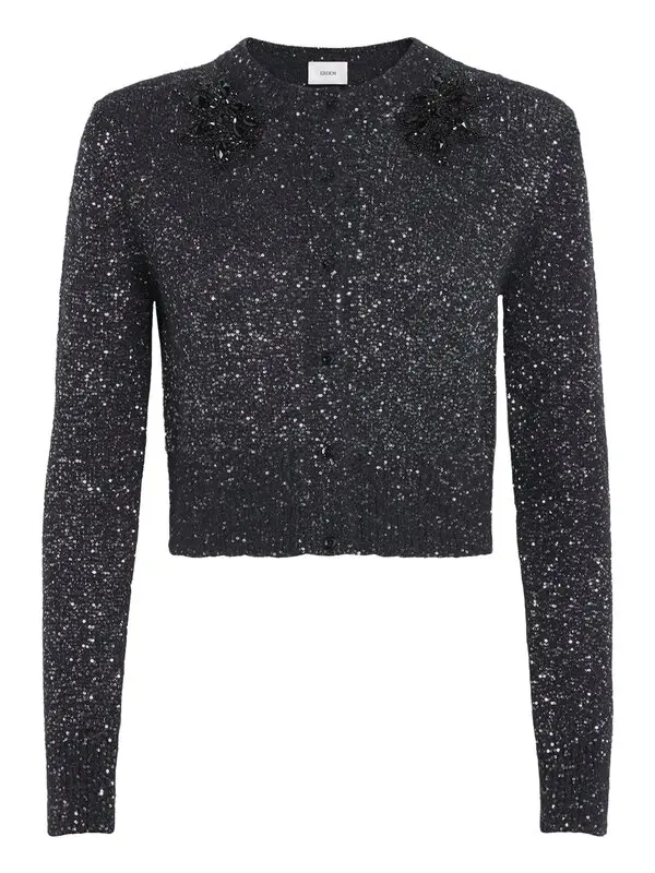 Erdem Wool-blend Sequin Cardigan - Black