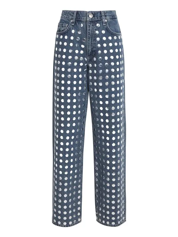 Rag & Bone Shea Studded Straight Jeans - Blue