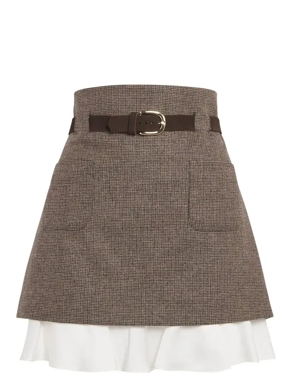 Sandro Wool-blend Belted Mini Skirt - Brown