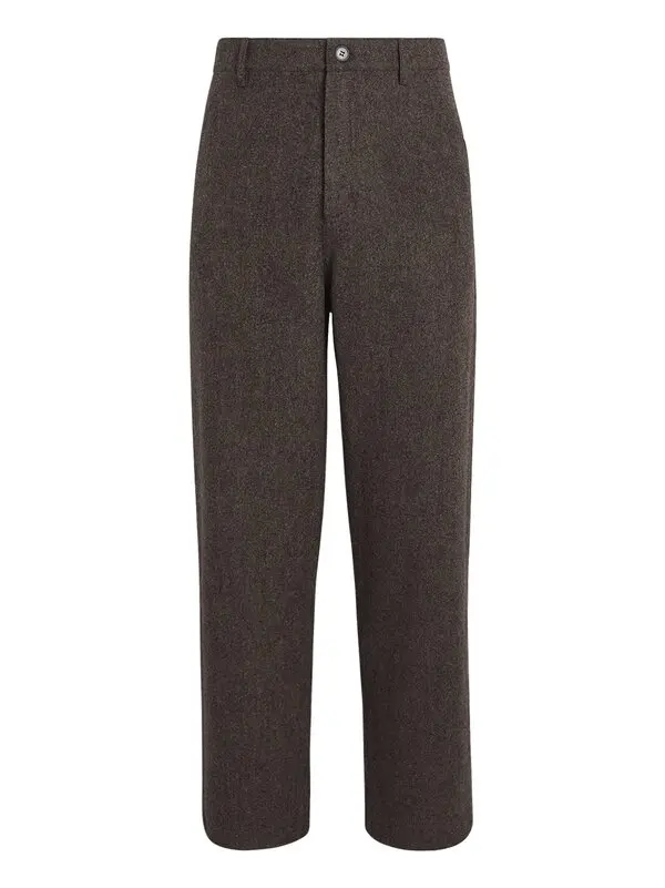 YVES SALOMON Virgin Wool And Cashmere Straight Leg Trousers - Brown