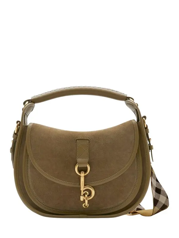 Burberry Suede B Clip Messenger Bag - Brown