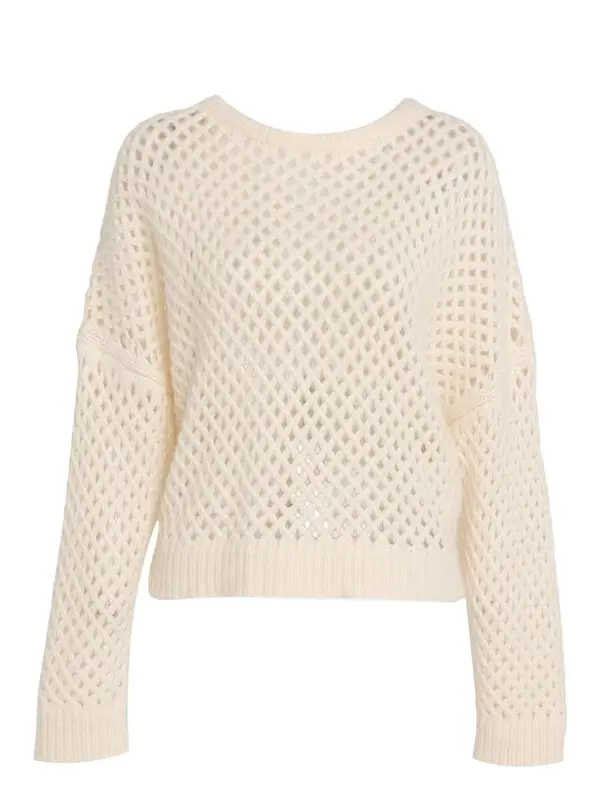 Max Mara Essen Open-knit Cashmere-silk Sweater - White