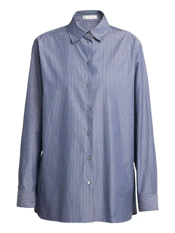 THE ROW Sisilia Striped Cotton Shirt - Blue W/ Wh
