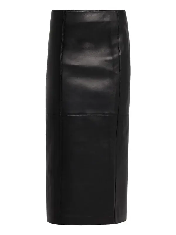 A.L.C. Marta Leather Midi Skirt - Black