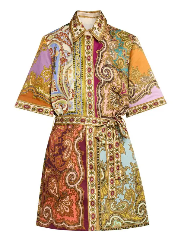 ALEMAIS Clemenza Spliced Mini Shirtdress - Multi