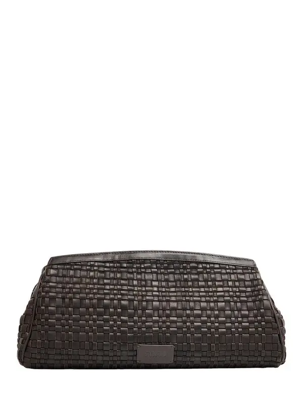 Staud Maude Woven Leather Clutch Bag - Espresso W
