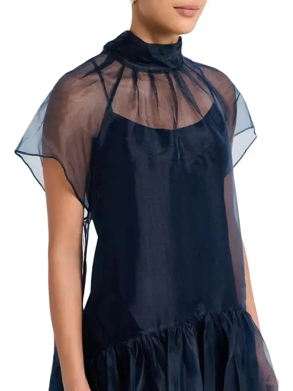 Simkhai Beaux Tiered Organza Mini Dress - Midnight