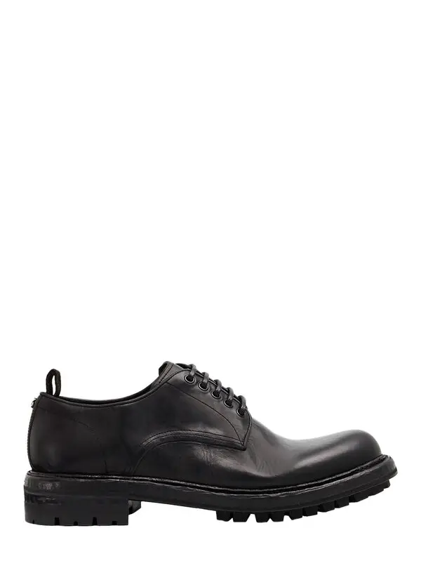 Dolce & Gabbana Spazzolato Lug-sole Calfskin Derby Shoes - Black