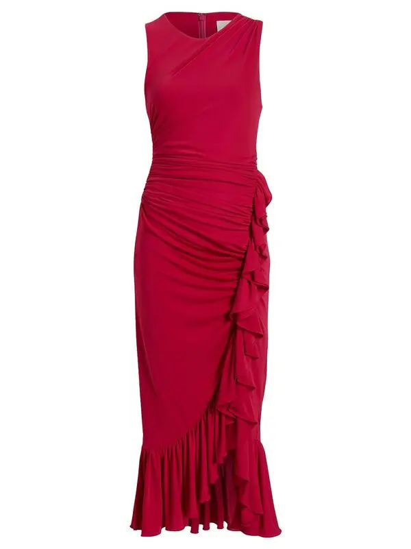 Cinq À Sept Fatima Sleeveless Ruffled Midi Dress - Burgundy P