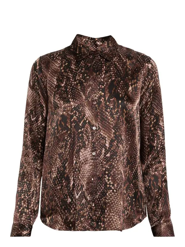 L'Agence Tyler Snake-print Silk Blouse - Coffee Bean