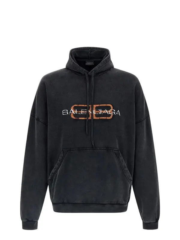 Balenciaga Hooded Cotton Sweatshirt - Black