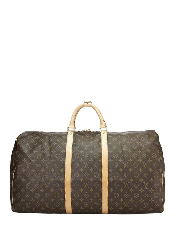 LOUIS VUITTON Monogram Keepall 60 Duffle Bag - Brown