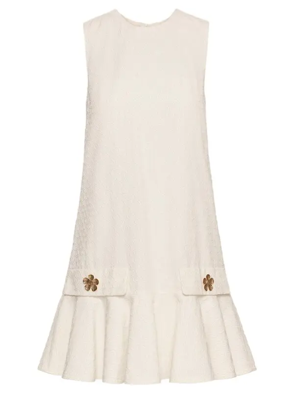 Oscar De La Renta Chain-link Cotton Poplin Dress - White