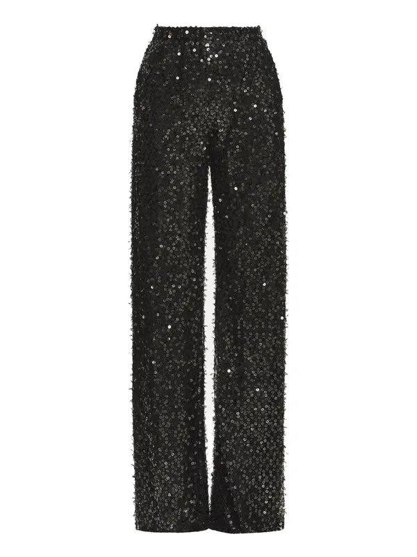 Oscar De La Renta Sequin Embellished Pants - Black